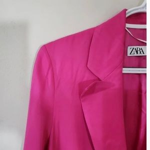 Zara | Jackets & Coats | Zara Silk Satin One Button Blazer | Poshmark